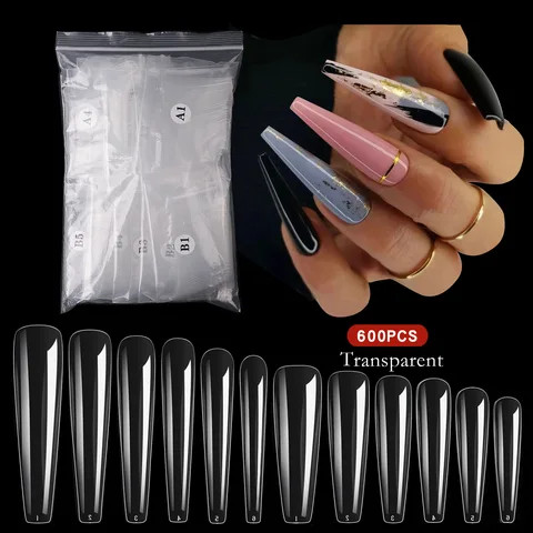 Buy Extended French Nail Tips 600 Pieces Boxed Xxxl Ultra-long Fake ...