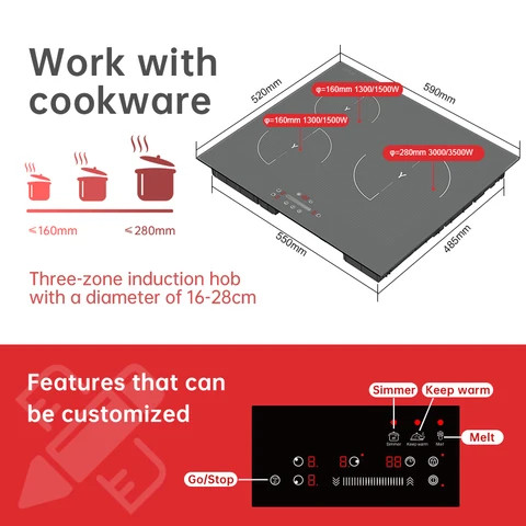 Buy Grey Color 3 Burner Cooker Stove Electric Stove Induction Hob With ...
