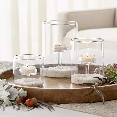 Buy High Borosilicate Glass Candle Jar Dinner Table Party Transparent ...