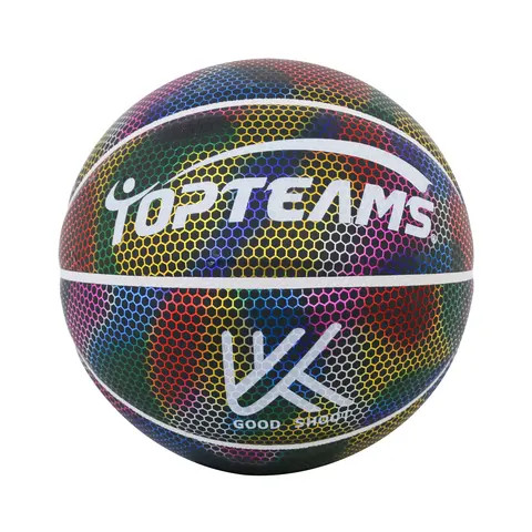 Buy Leather Reflective Basketball Logo Indoor Basketball Customized ...