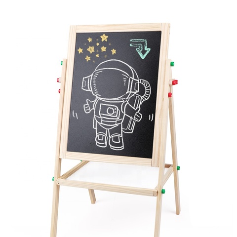 Buy Mi Toys Wooden Adjustable Blackboard For Kids Magnetic Art Easel ...