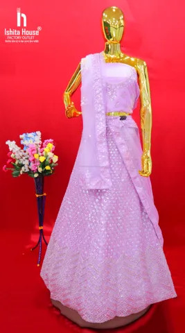 Buy New Collection Enchanting Baby Pink Jarkan Net Lehenga Choli With ...