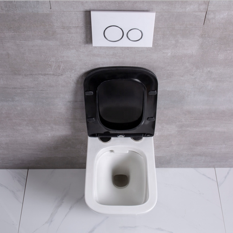 Buy New Modern Ceramic Sanitary Wall Hung Rimless Wc Toilet With Black ...