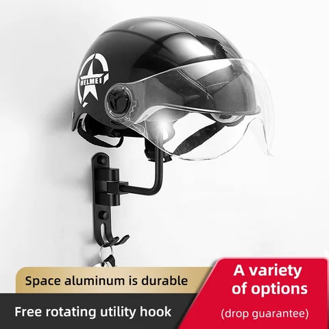 Buy Space Aluminum Wall Mounted Motorcycle Helmet Rack Foldable With ...