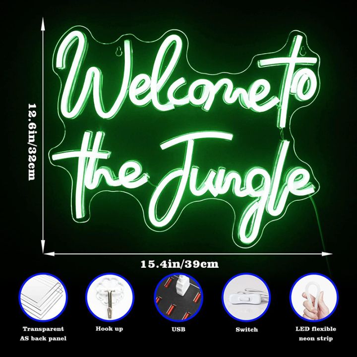 Buy Welcome To The Jungle Neon Sign Custom Led Neon Light Sign Wall ...