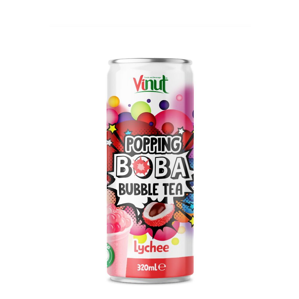 Buy Vinut Lychee Bubble Tea With Popping Boba | 230ml (24 Pack), Low ...