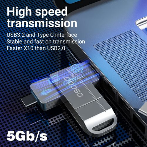 Buy Oscoo High Speed Ssd Usb Flash Drive With Usb3.2 Gen1 Type C ...