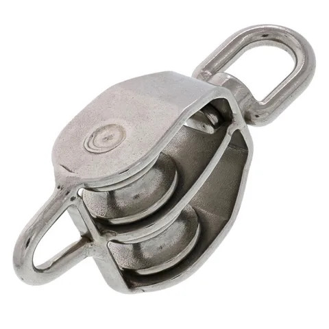 Buy 32mm Stainless Steel 316 Double Sheave Block Lifting Pulley Swivel ...