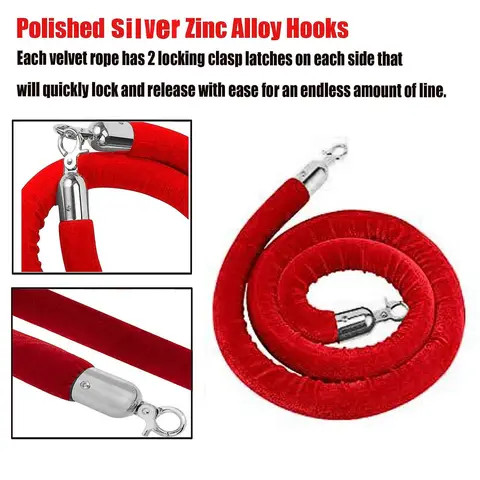 Buy 4 Pieces Of Red Velvet, 6-foot Velvet Hanging Pillar Rope, Crowd ...