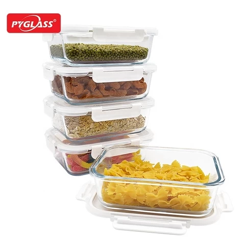 Buy 5 Pack Glass Meal Prep Containers With Lids Stackable Glass Food ...