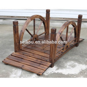 Buy 5ft Wooden Wagon Wheel Garden Bridge Burnt Finish Decorative Solid ...