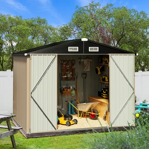 Buy 6x8ft Metal Shed Steel Garden Shed Waterproof And Rot-proof Easy ...