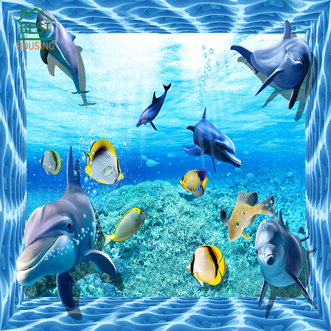 Buy Bathroom Seaworld Picture Porcelain 3d Floor Tile Fish 3d Printing ...
