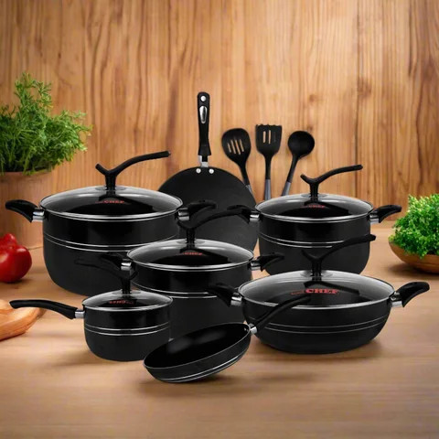 Buy Chef Premium Quality Nonstick Cookware Set/ -323 (15pcs) New Modern ...