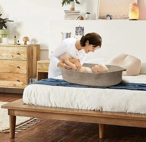 Buy Foldable Diaper Cotton Rope Baby Moses Changing Basket With Thick ...