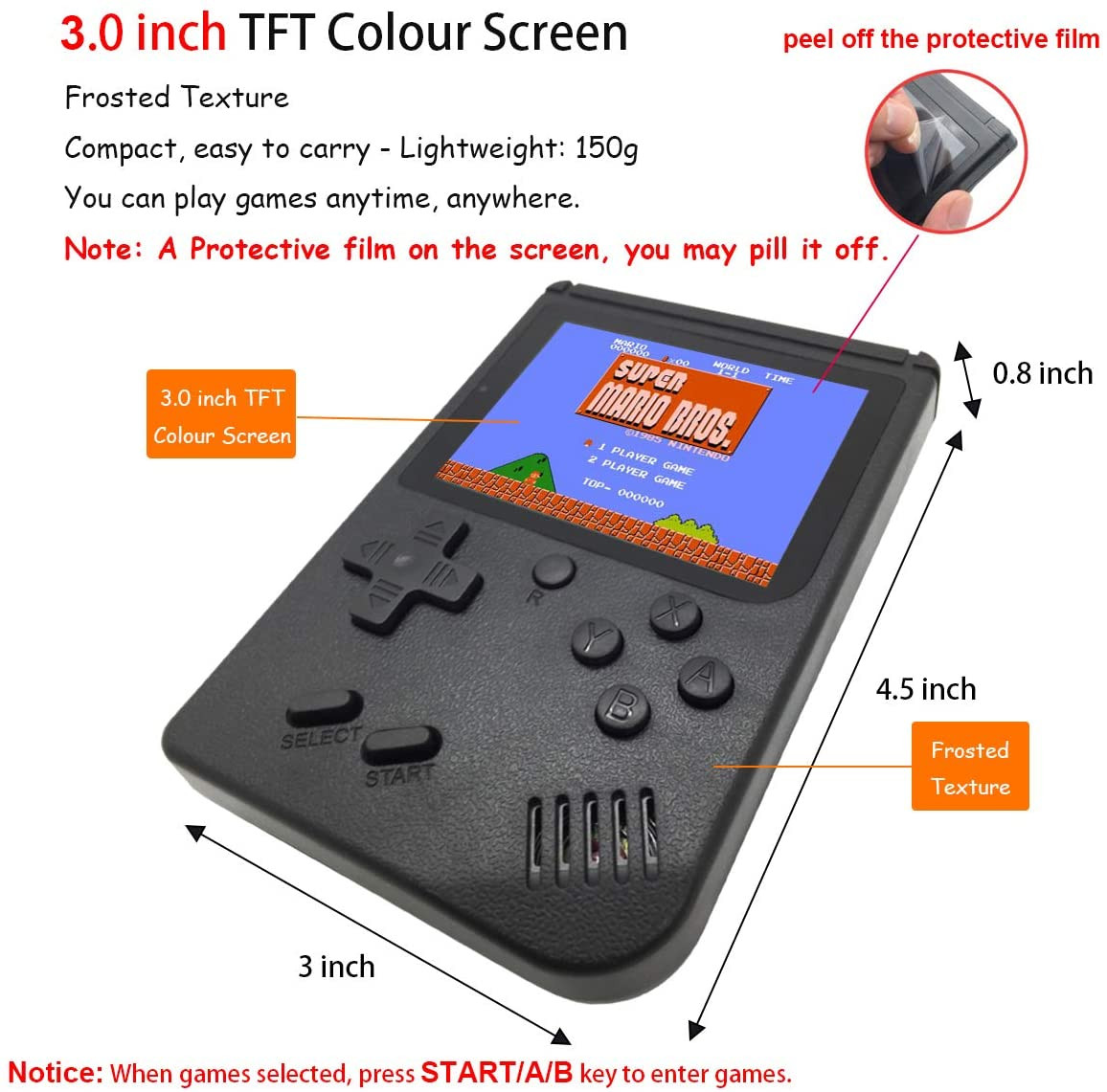 Buy Handheld Game Console Retro Game Player With 400 Classical Fc Games ...