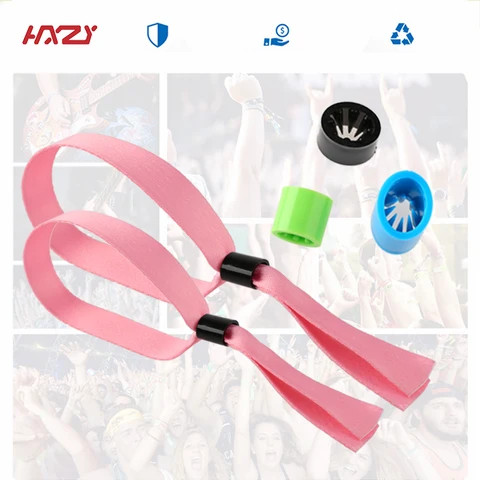 Buy Hxzy Custom Polyester Fabric Wristbands Aluminum Tube Sliding Lock ...