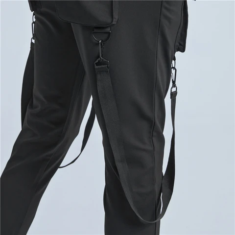 Buy Side Zipper Pockets Ribbons Taped Men Harem Cargo Jogger Pants from ...