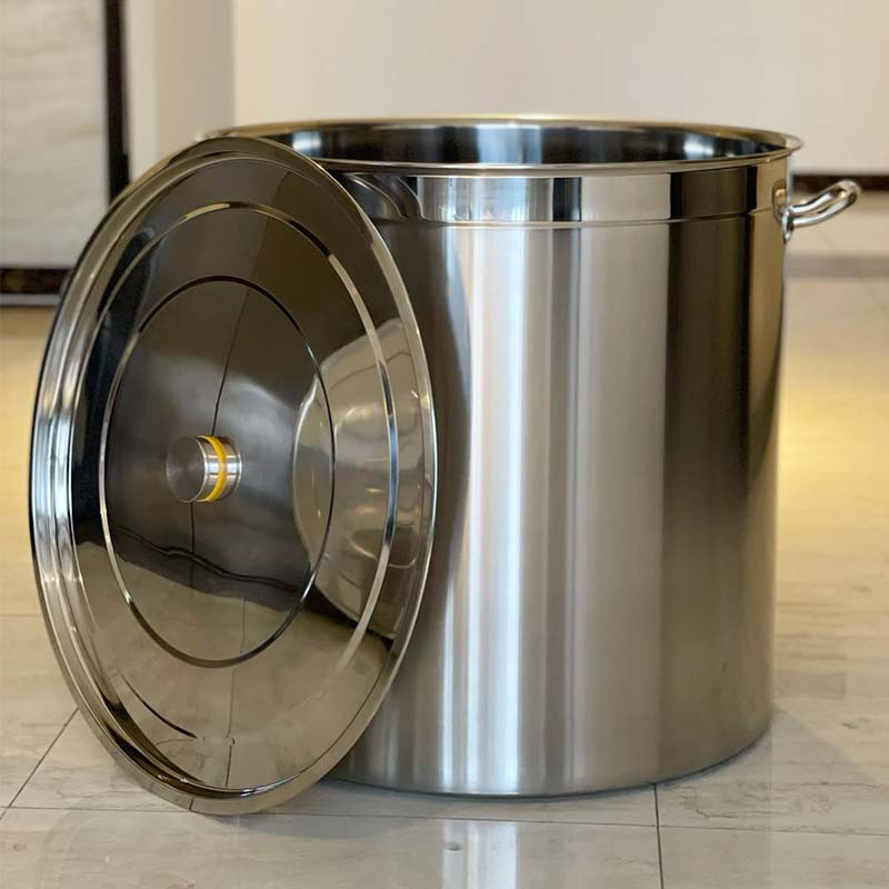 Buy Stainless Steel Round Bucket With Cover Thickened Soup Bucket ...