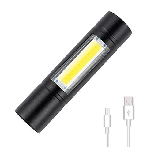 Buy Usb Rechargeable Cob Flashlight Side Light Led Glare Outdoor ...