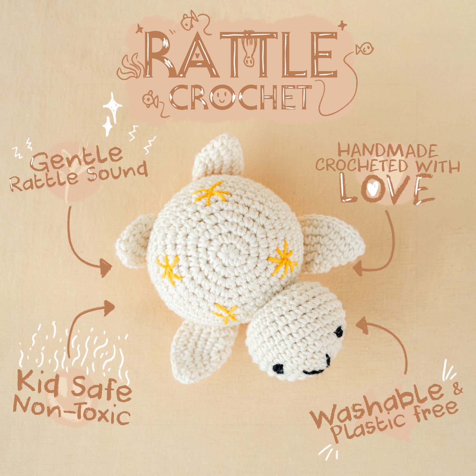 Buy Crochet Turtle Rattle from Little lifters, India | Tradewheel.com
