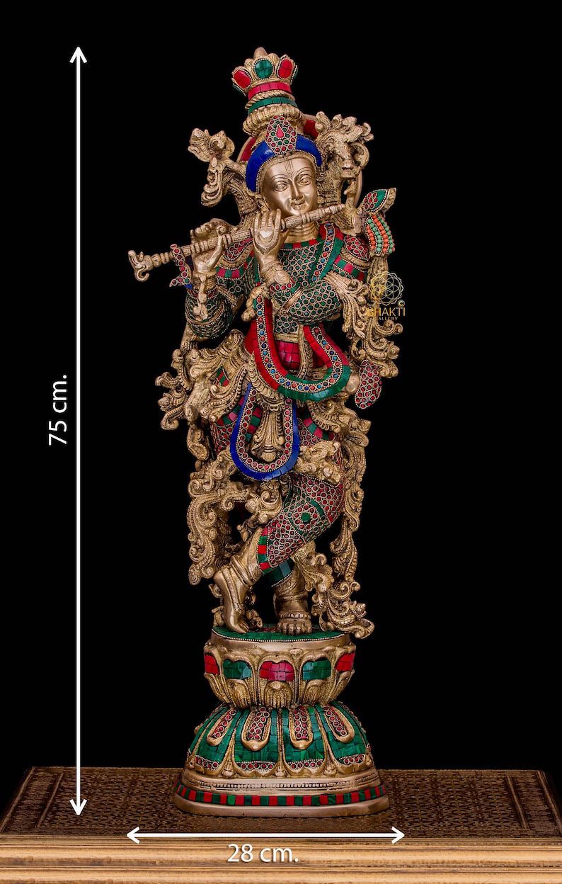 Buy Brass Krishna Statue Large. 75 Cm Big Large Size from STR Global X ...