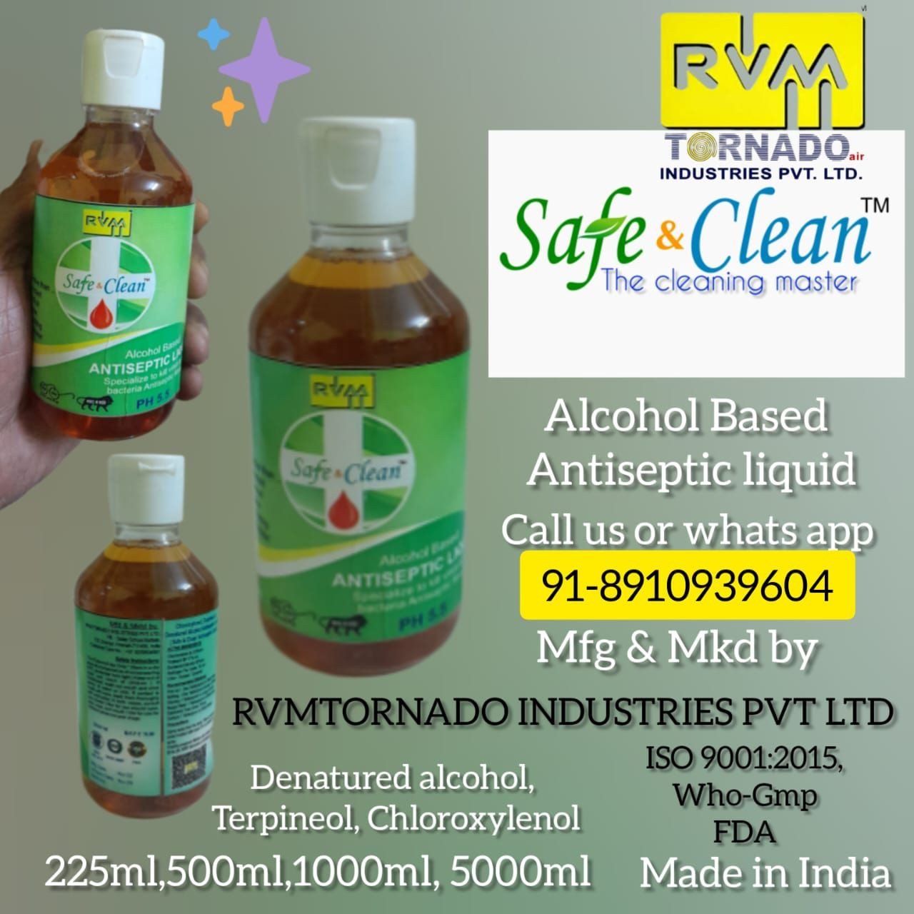 Buy Alcohol Based Antiseptic Liquid, from RVMTORNADO INDUSTRIES PVT LTD ...