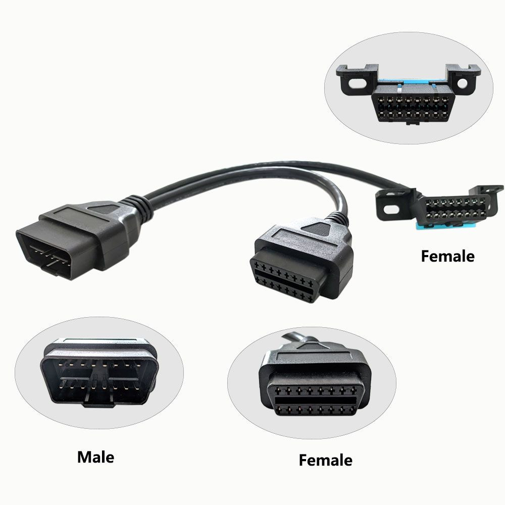 Buy Obd Y Splitter Cable, 1 Male To 2 Female Extension For Gps Tracker ...