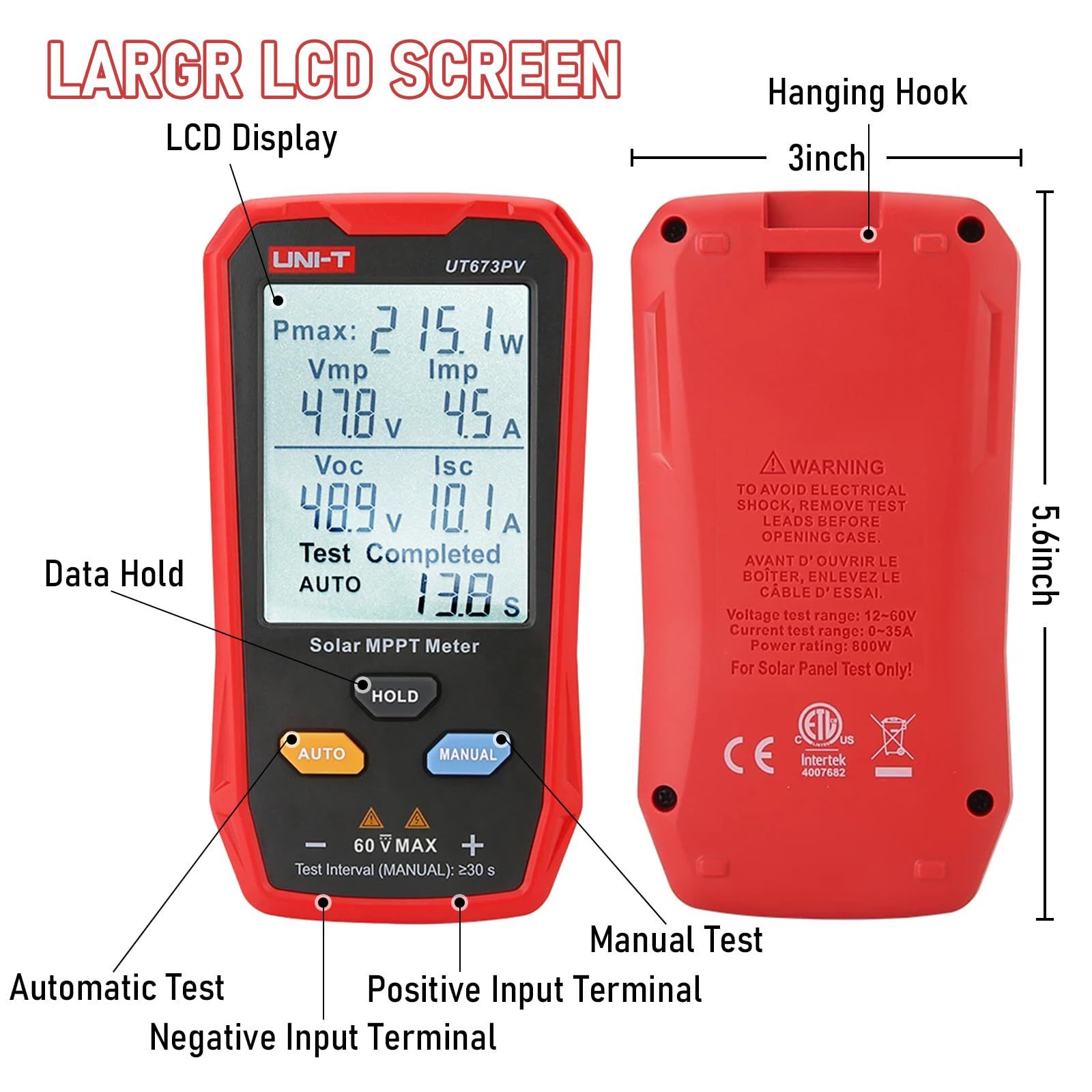Buy Solar Panel Tester Meter Photovoltaic Multimeter 800w, Solar Mppt ...