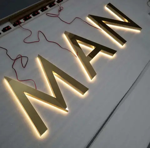 Buy Custom 3d Gold Letter Signage Business Logo Sign Led Light Signs ...