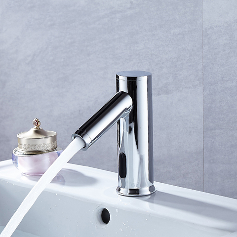 Buy Deck Mounted Chrome Basin Sensor Water Tap Single Hole Water Saving ...