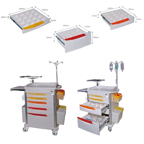 Buy Emergency Medication Trolley 5 Drawer Medical Anesthesia Emergency ...