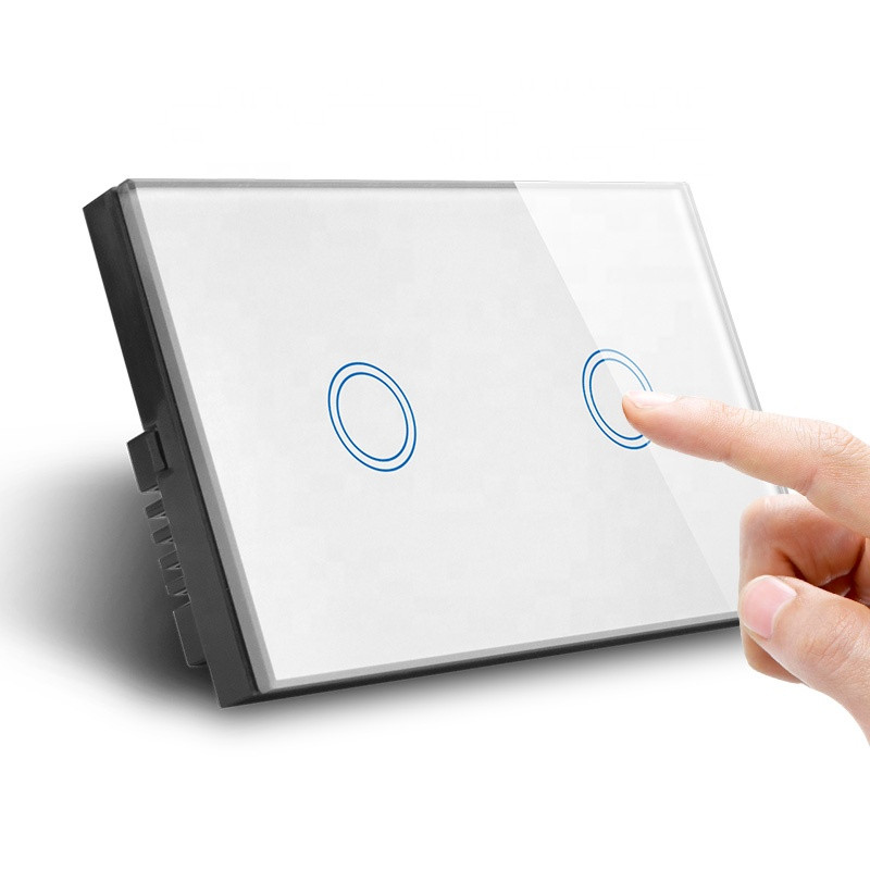 Buy Gma Approval Au/us Standard Crystal Touch Glass Panel 2 Gang 1 Way ...