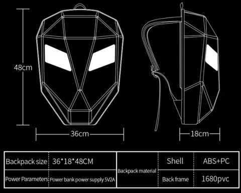 Buy Hard Shell Backpack For Riders, Knight Led Backpack, Led Eye ...