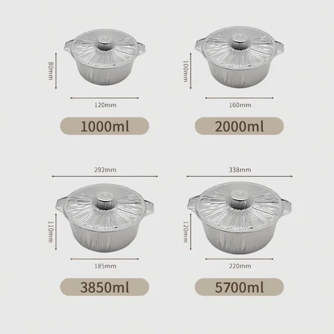 Buy Heavy Duty Aluminum Foil Pot Round Aluminum Foil Container ...