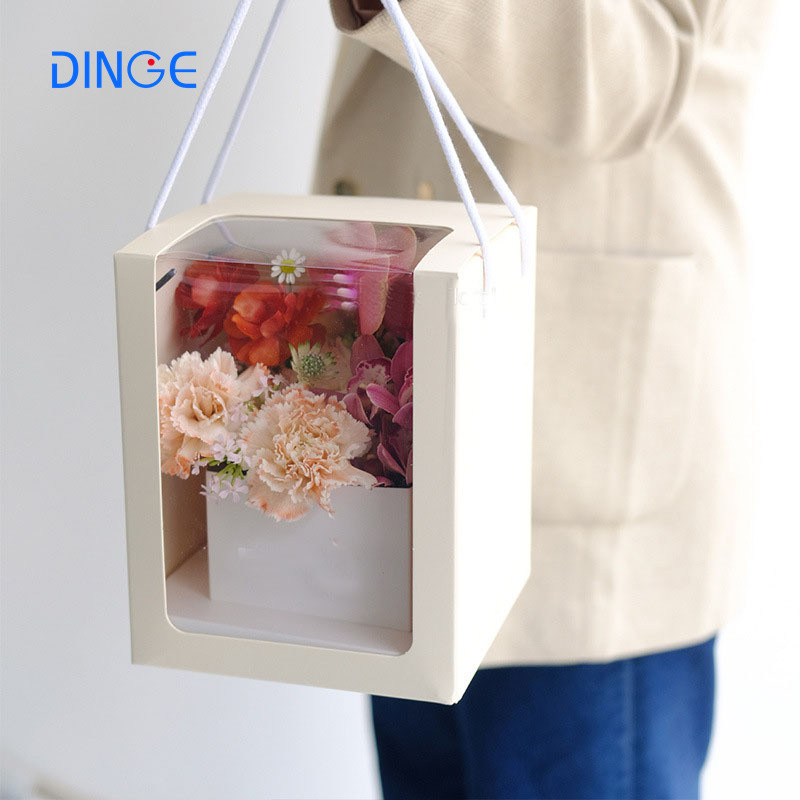 Buy Ins Portable Flower Box One Side Pvc Window Transparent Floral Box ...