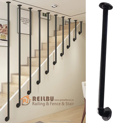 Buy Reilbu Industrial L-shaped Stair Handrail Stairs Railing Metal ...