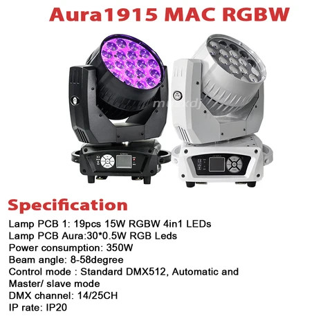 Buy Rgbw Zoom Wash Dj Disco Lights Mac 19*15w Led Moving Head Stage ...