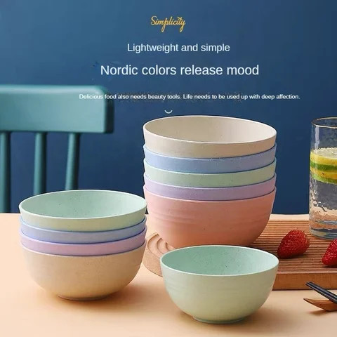 Buy Sustainable Household Soup Rice Bowl Wheat Straw Anti-fall Plastic ...