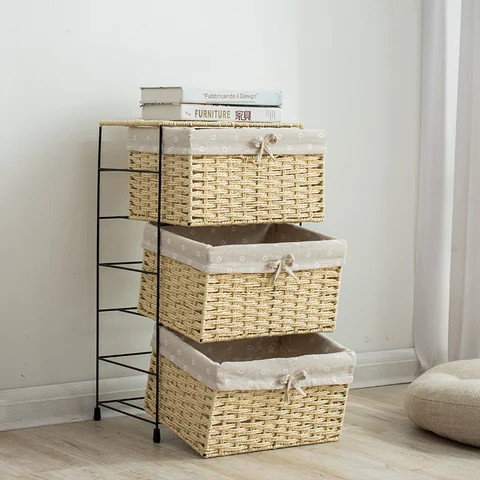Buy Wholesale Corner Iron Shelf Unit - 3 Drawer Basket Rope Bedroom ...