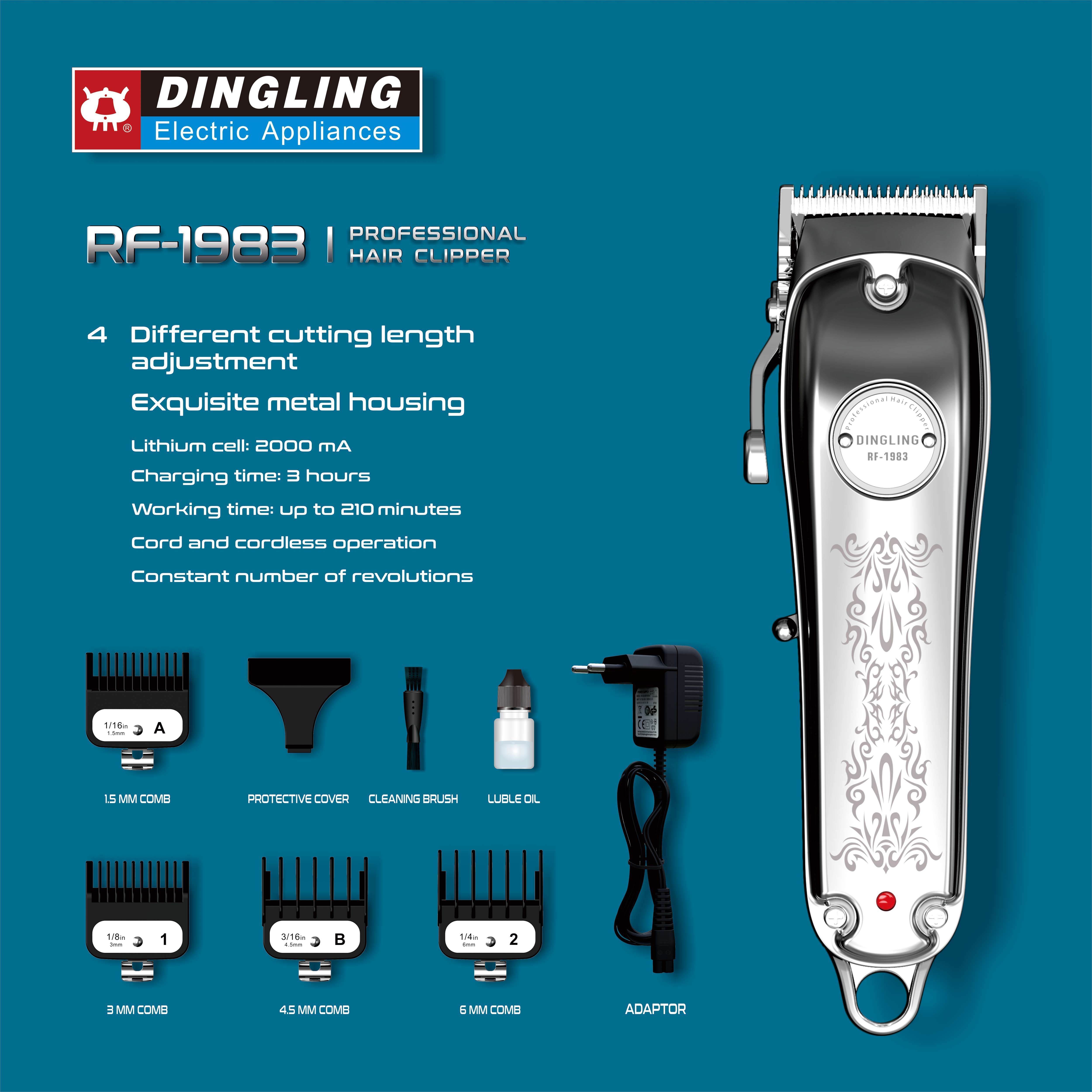 Buy Dingling Men Hair Clipper Cordless Hair Trimmer Electric Men Barber ...