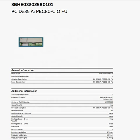 Buy A Bb Exciter Control Module Loc.3b 3bhe032025r0101 Pcd235 A101 from ...