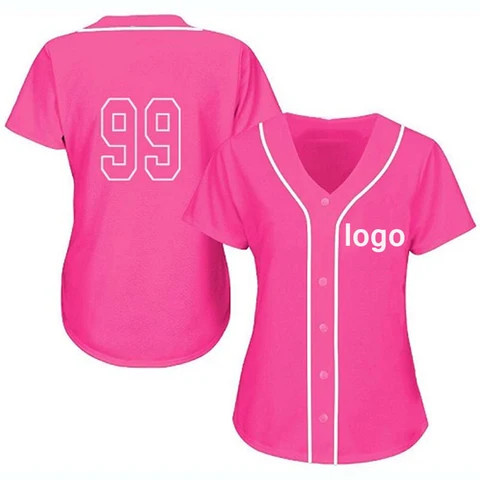 Buy Custom Logo Design Plain Women Pink Baseball Jersey Wholesale Blank ...