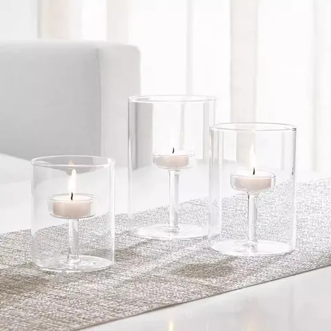 Buy High Borosilicate Glass Candle Jar Dinner Table Party Transparent ...