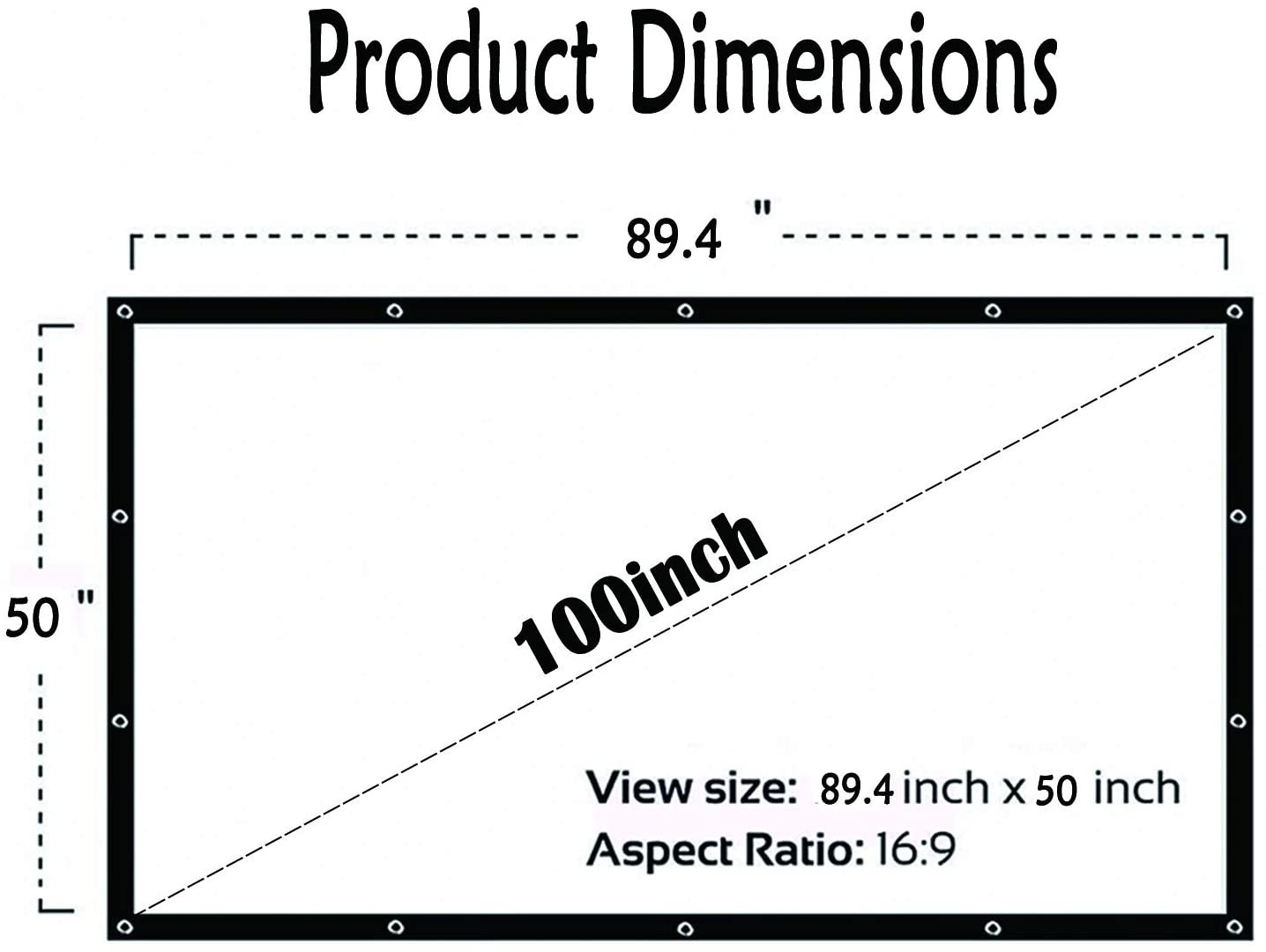 Buy High Contrast Foldable Pvc Projector Screen 100 Inch 16:9 Simple ...