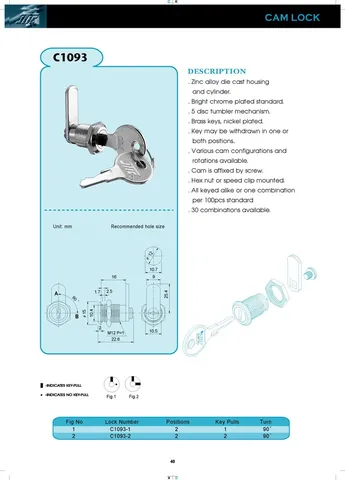 Buy High Security Toolbox Cam Lock 12 Mm Diameter Zinc Alloy Furniture ...