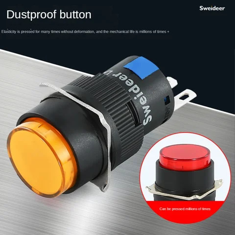 Buy Led Button Sweideer La16 Self Locking Reset Miniature Circle Power ...