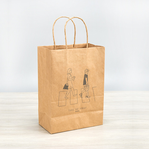 Buy Lokyo Sac En Papier Kraft Paper Bag Custom Print Logo Takeaway Flat ...