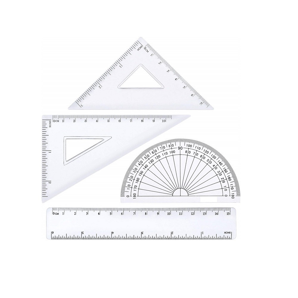 Buy Luland 4 Pieces Math Geometry Tool Protractor Triangle Plastic ...