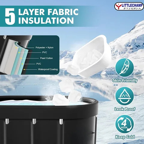 Buy Oval Ice Bath Tub With Cover For Athletes Xl Portable Cold Plunge ...